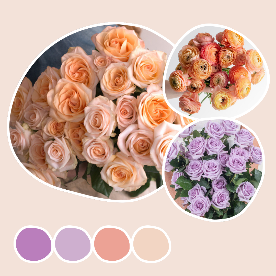 Peach Mixed Box – Lavender Drift | Flower Moxie Bulk Flowers
