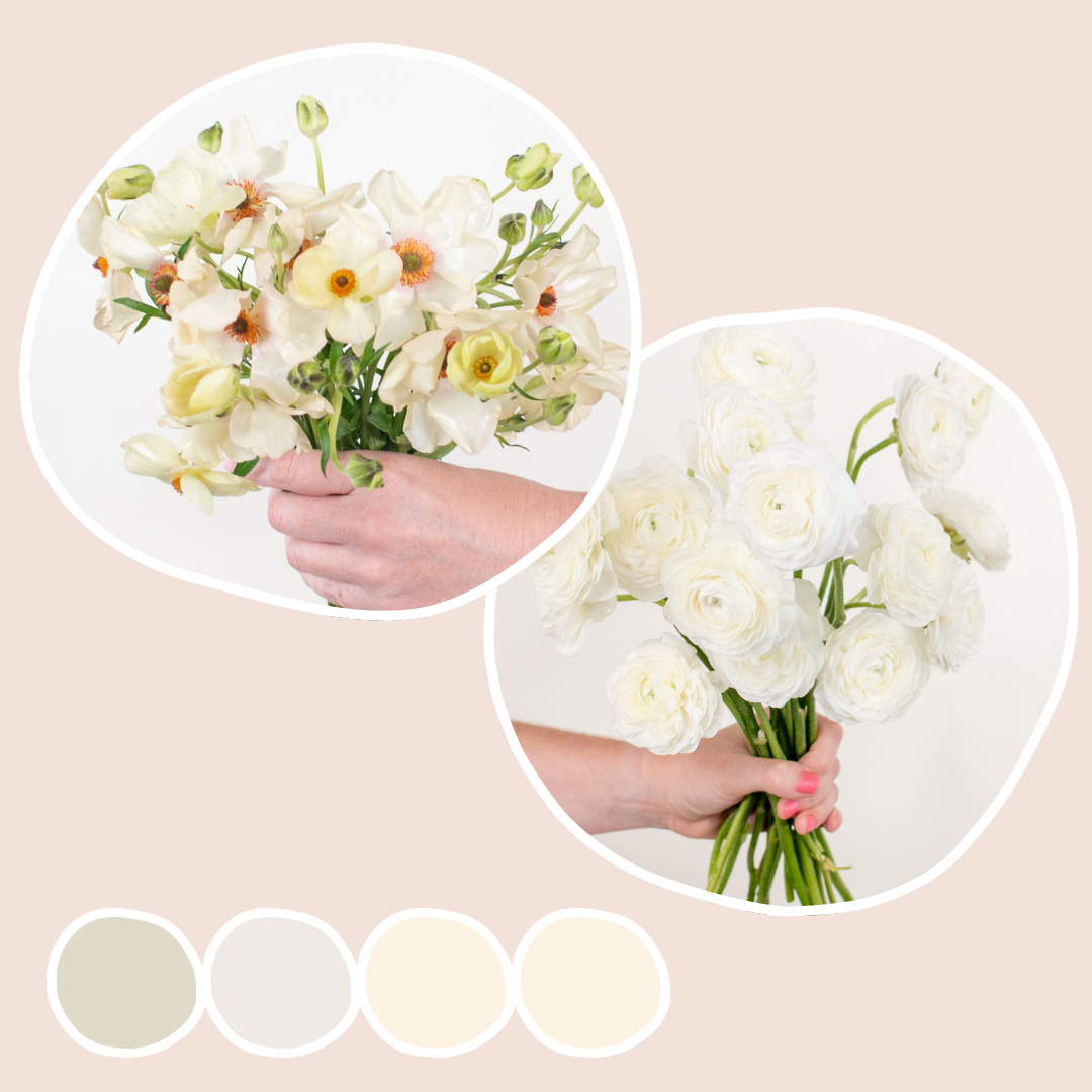 White Ranunculus and Blush Butterfly Ranunculus Mixed Box | DIY Wedding ...