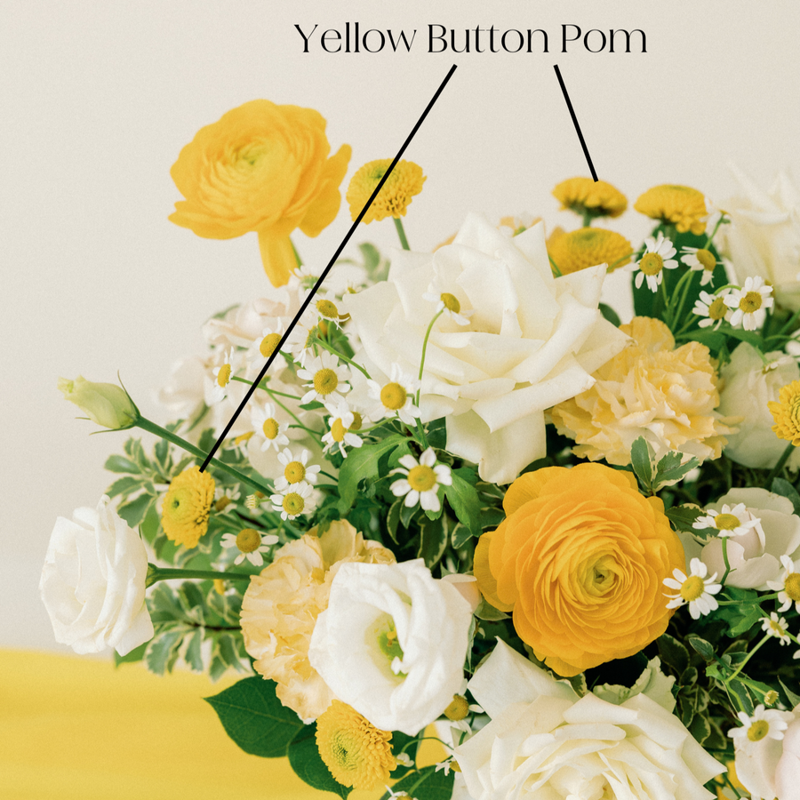 Yellow Button Pom Flower | DIY Wedding Flowers | Flower Moxie