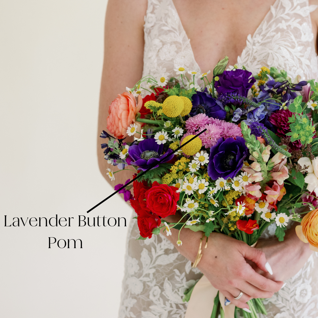 Lavender Button Pom Flower | DIY Wedding Flowers | Flower Moxie