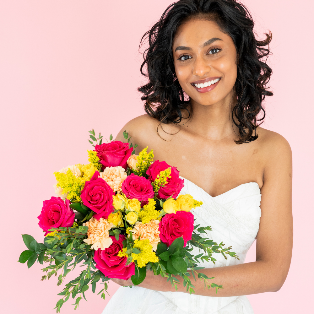 Bright and Cheerful Premade Bridal Bouquet | Flower Moxie DIY