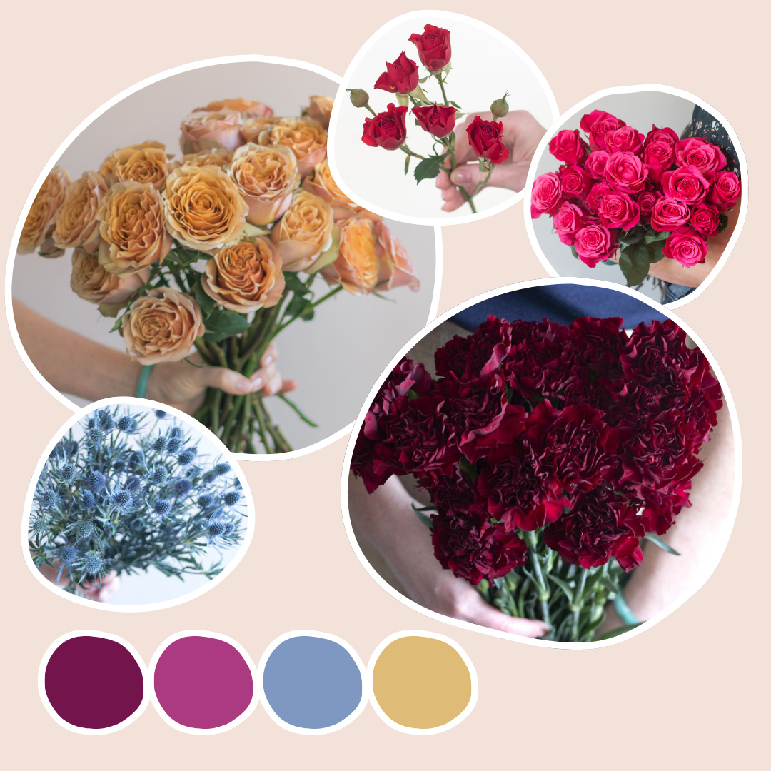 Jewel Tones Sample Box | Flower Moxie Bulk Flowers