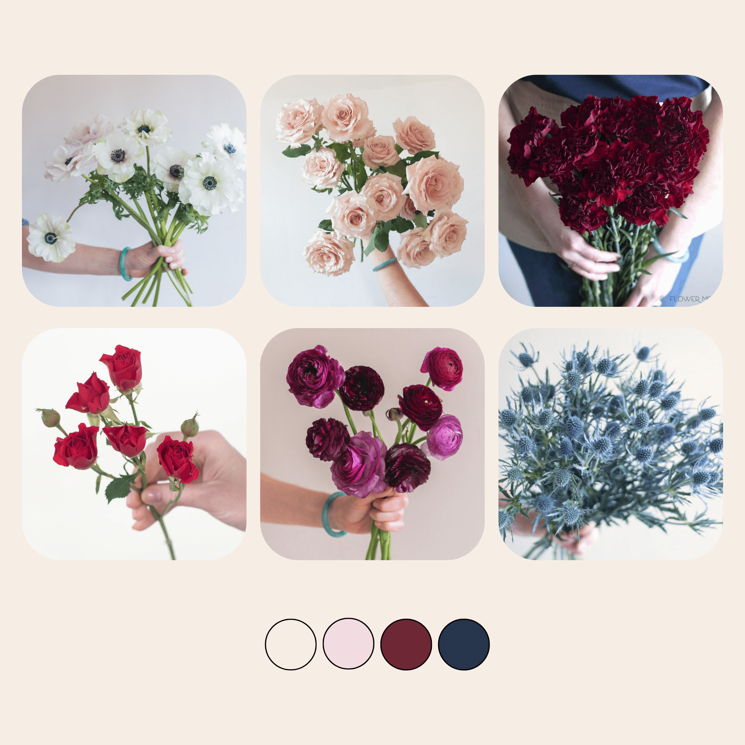 Navy and Wine Sample Box | Flower Moxie Bulk Flowers