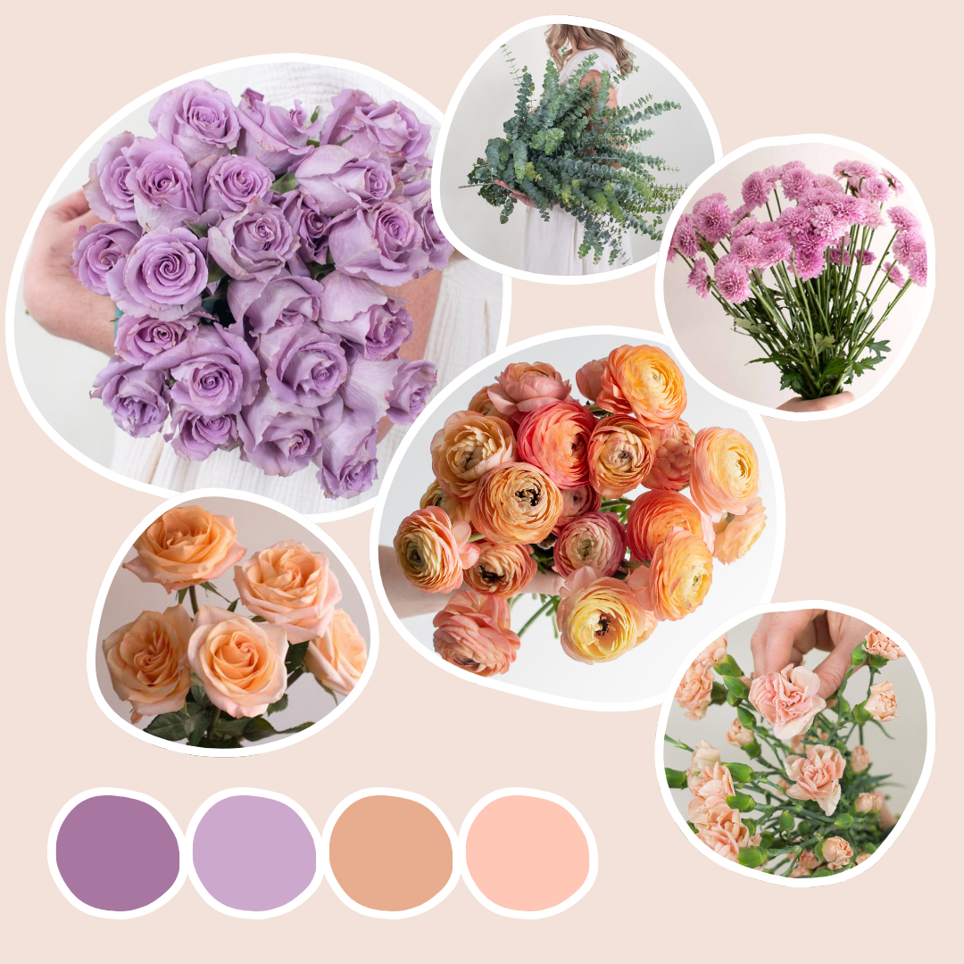 Peach and Lilac Sample Box | Flower Moxie Bulk Flowers