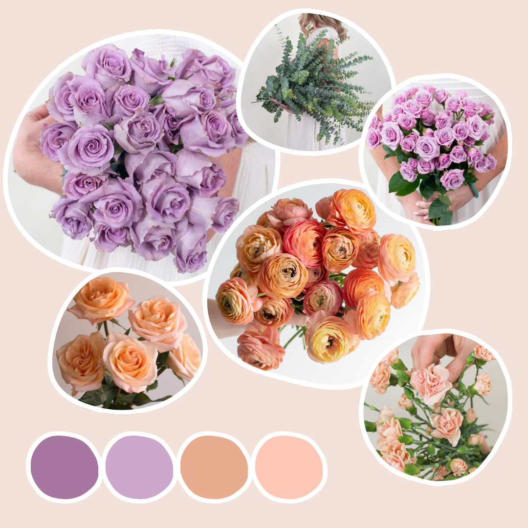 Peach and Lilac Sample Box | Flower Moxie Bulk Flowers