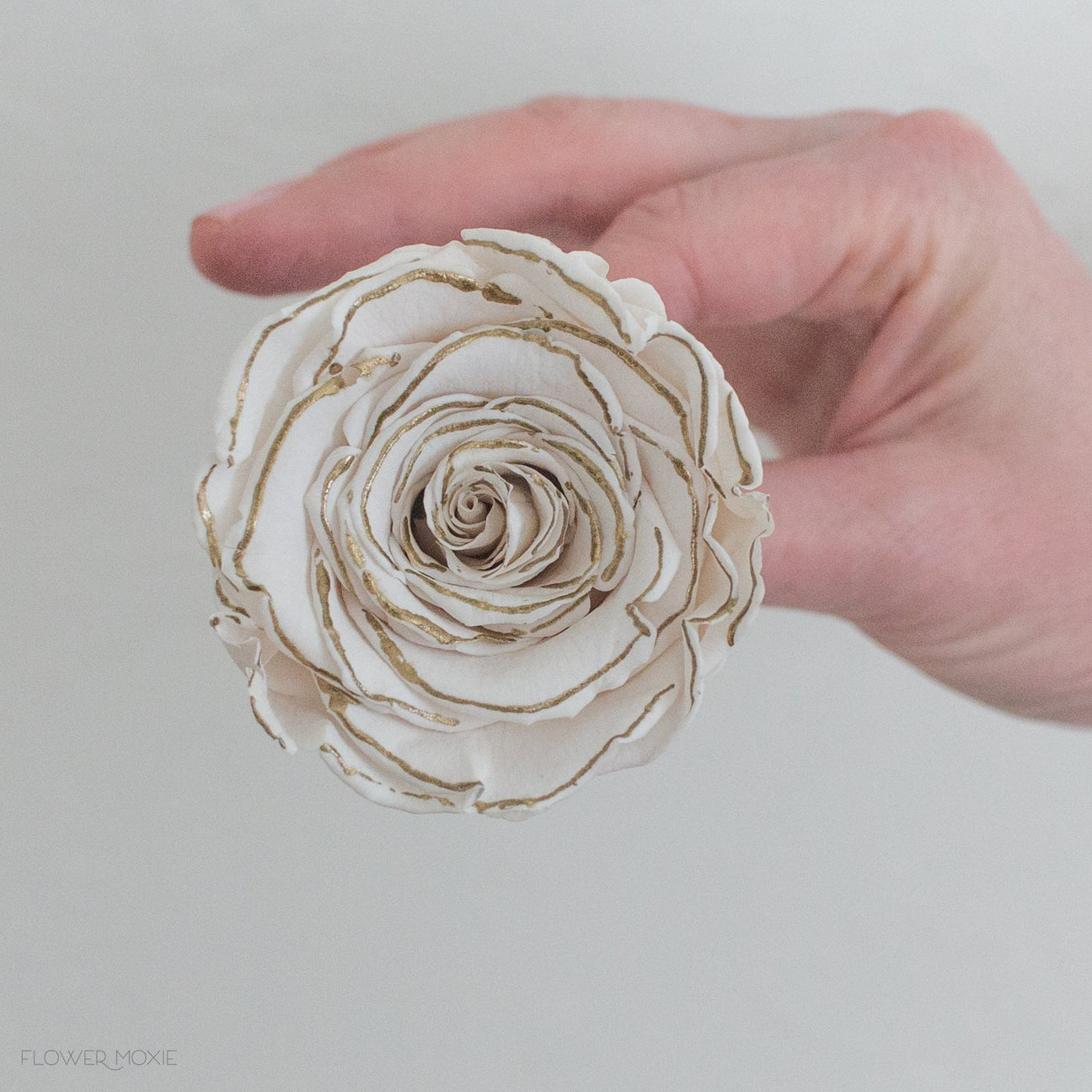 Preserved Ivory and Gold Roses | Flower Moxie | DIY Wedding