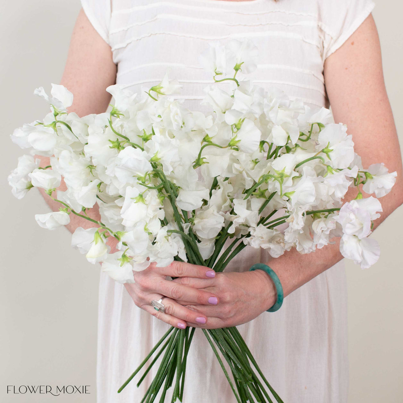 White Sweet Pea Flowers | Fresh Wedding Flowers | Flower Moxie