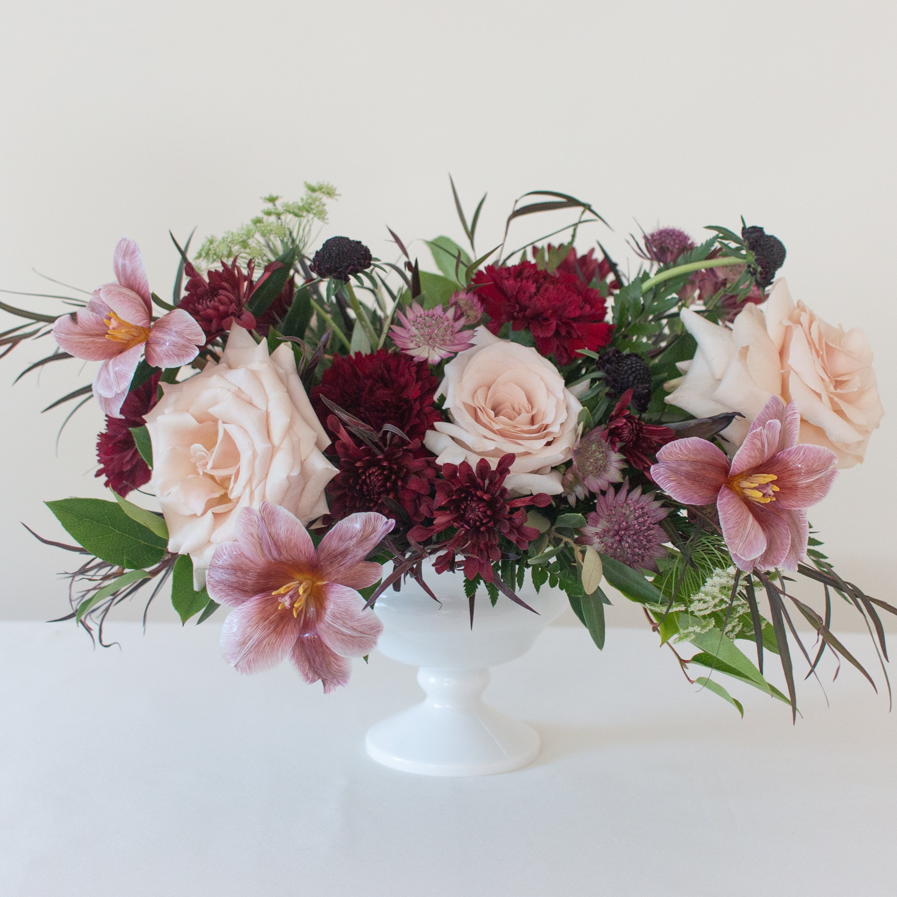 Modern White Plastic Compote Vase | Flower Moxie | DIY Wedding