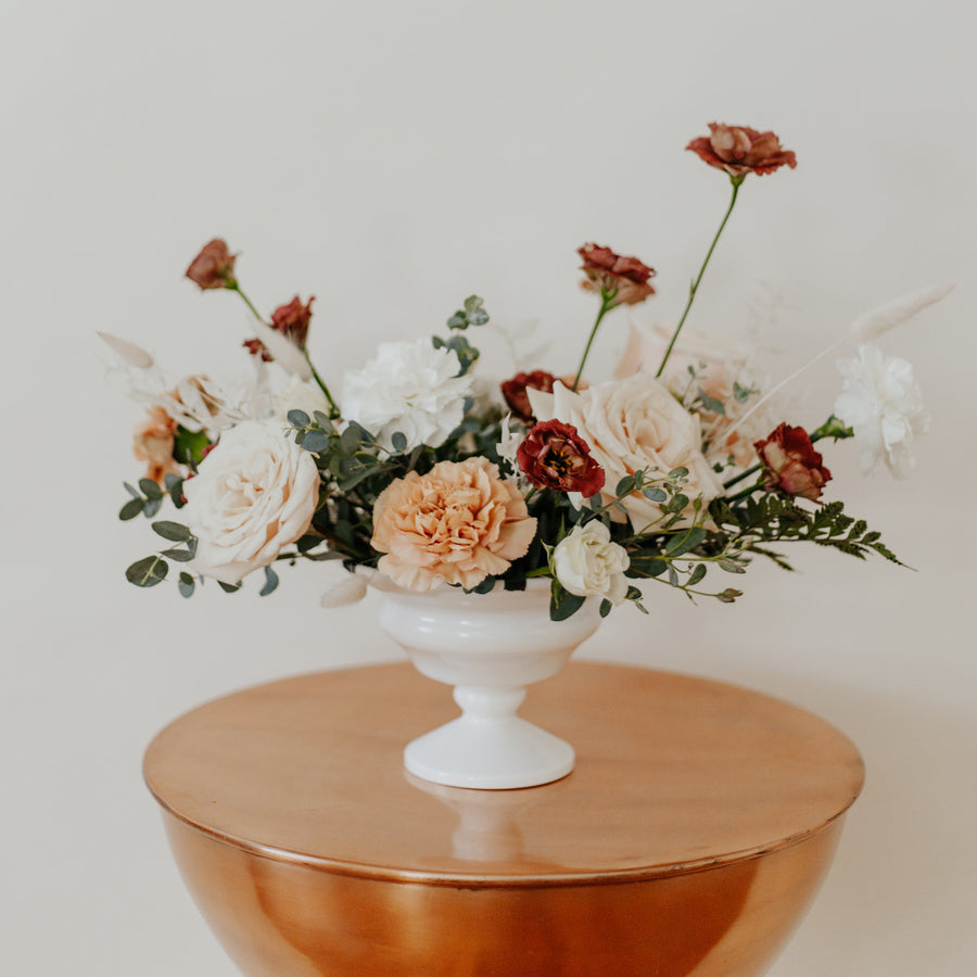 Modern White Plastic Compote Vase | Flower Moxie | DIY Wedding