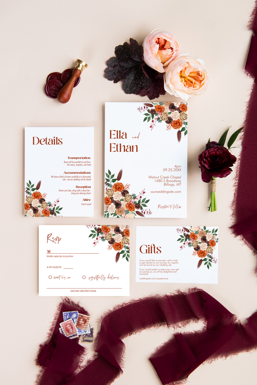 fall wedding invitations