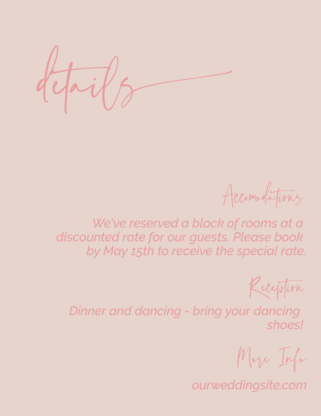 Blush and Cream Minimalist Invitation Suite Template - 025 – Flower Moxie