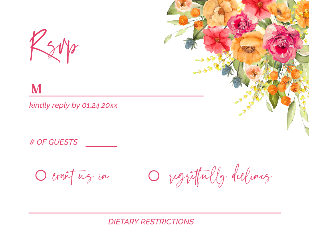 Bright and Cheerful Floral Invitation Suite Template - 030 – Flower Moxie