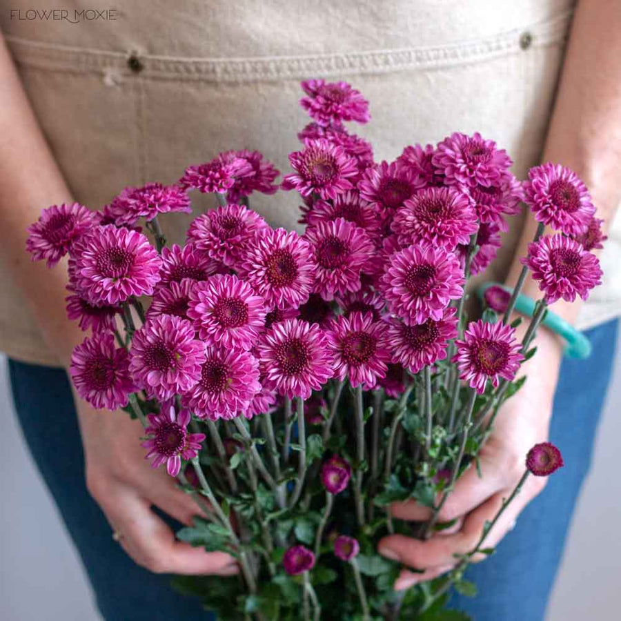 Purple Button Pom Flower | DIY Wedding Flowers | Flower Moxie