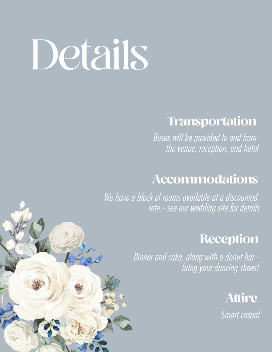 Dusty Blue and Cream Invitation Suite Template - 031 – Flower Moxie