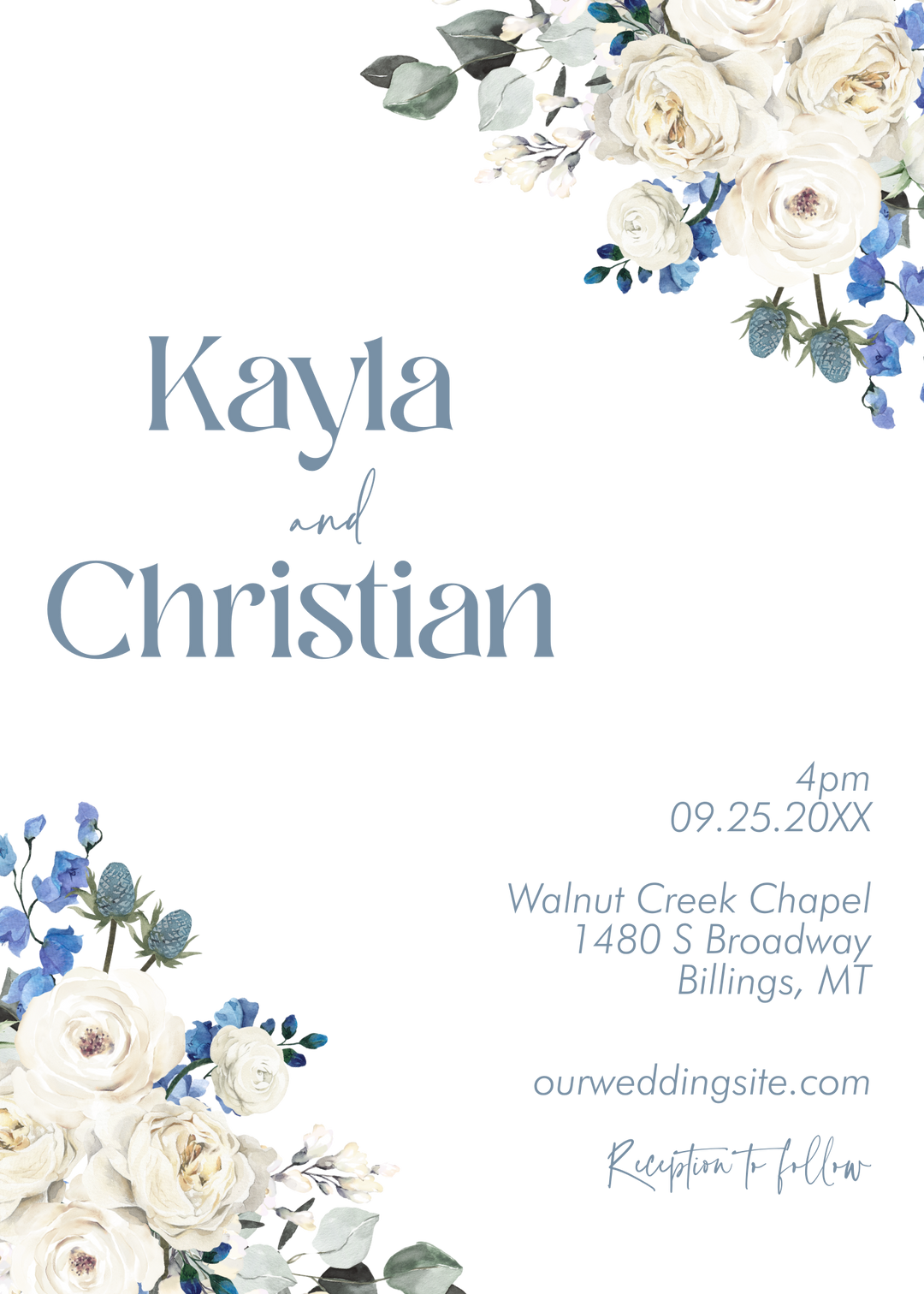 Dusty Blue and Cream Invitation Suite Template - 031 – Flower Moxie