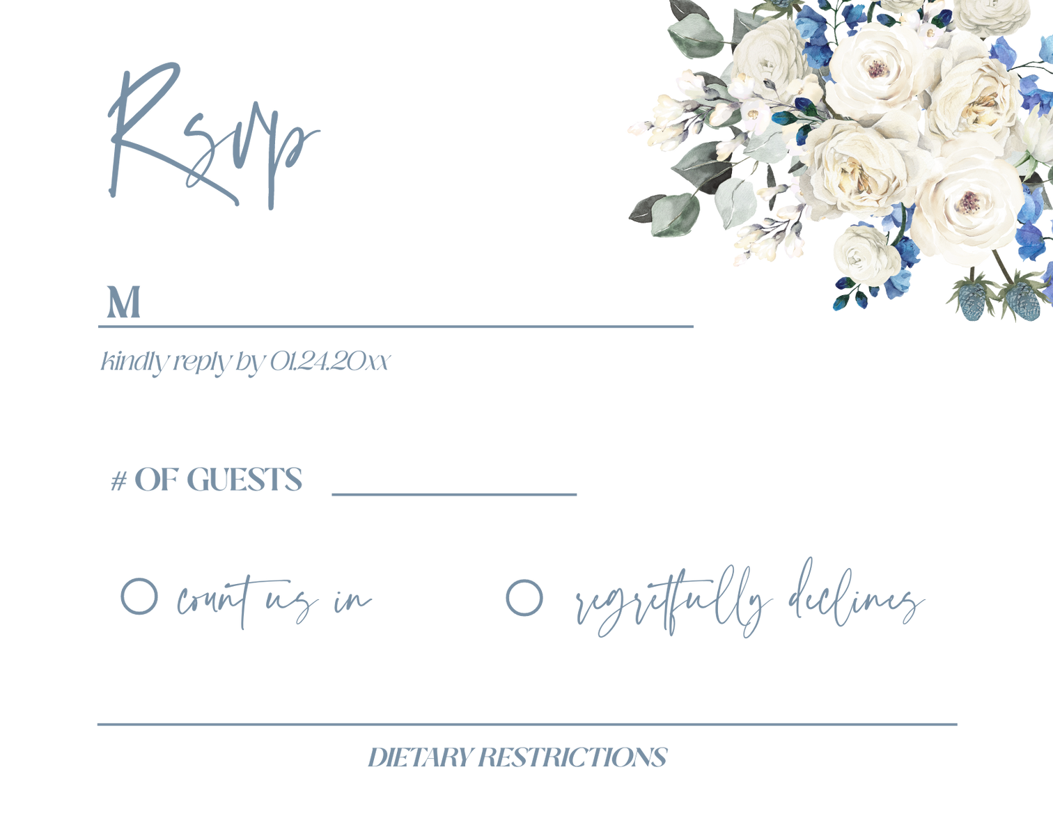 Dusty Blue and Cream Invitation Suite Template - 031 – Flower Moxie