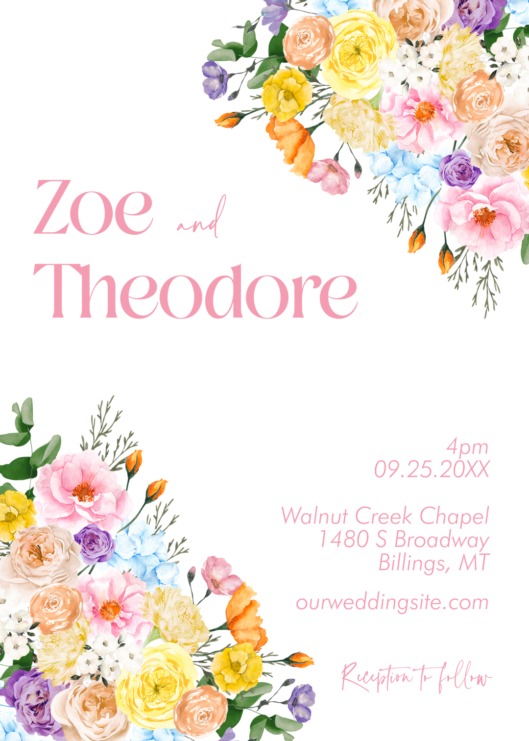 Pastels Invitation Suite Template - 030 | Flower Moxie