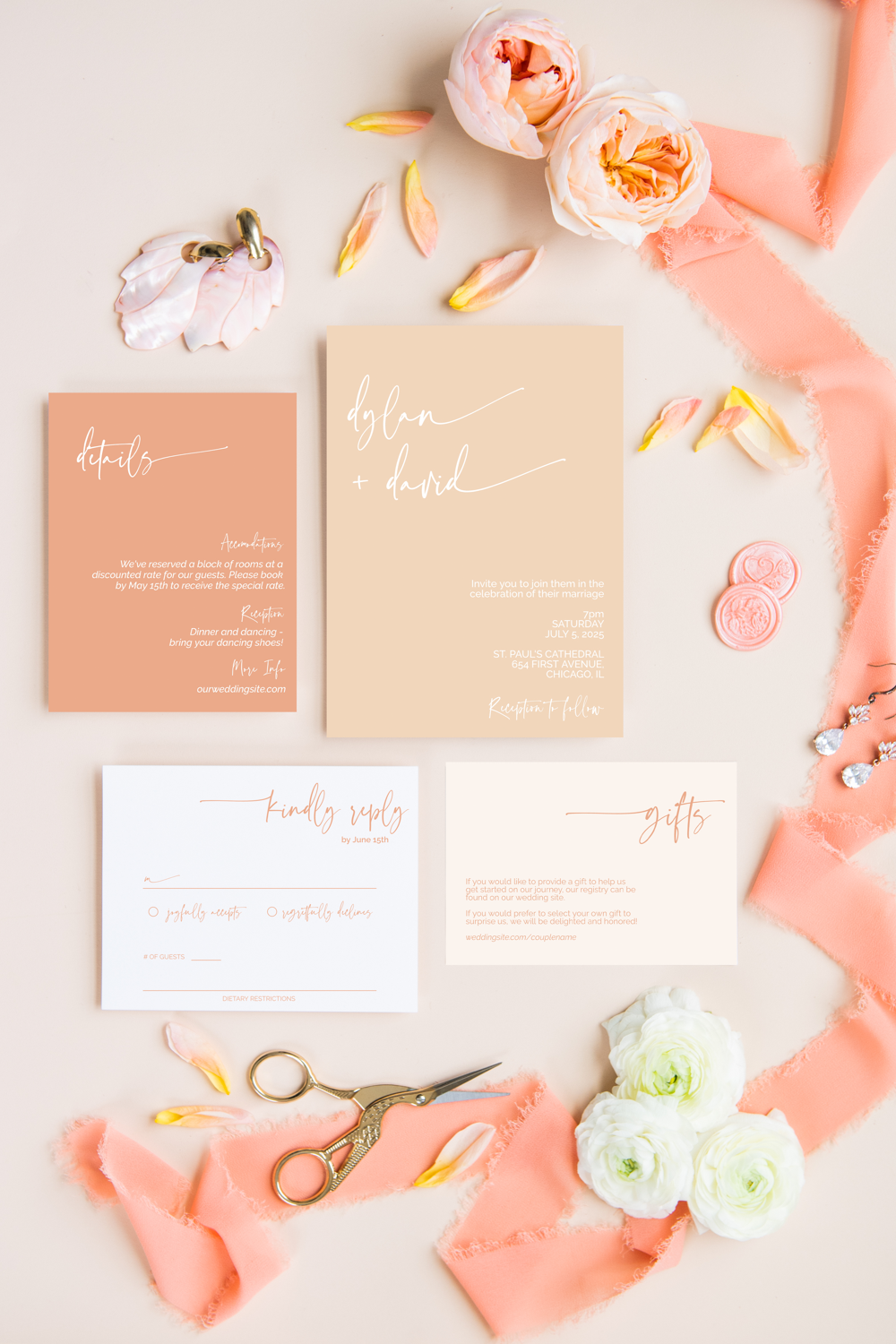 Peach Colored Invitations Elegant Wedding Invitation Template Peach