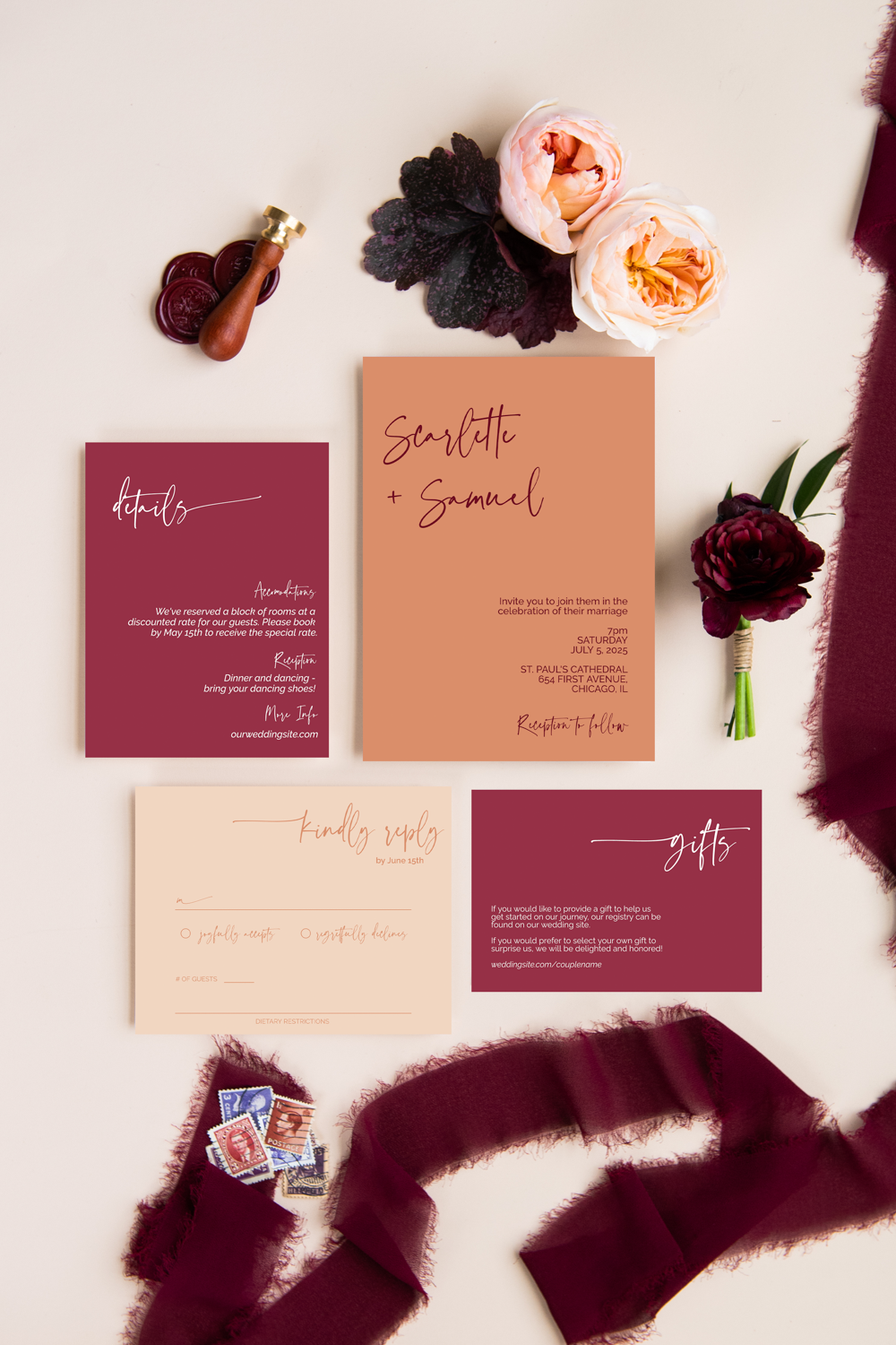 Sangria Color Wedding Invitations